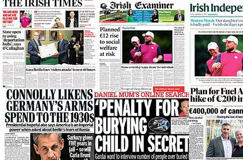 What the papers say: Friday's front pages - News - Kildare Nationalist